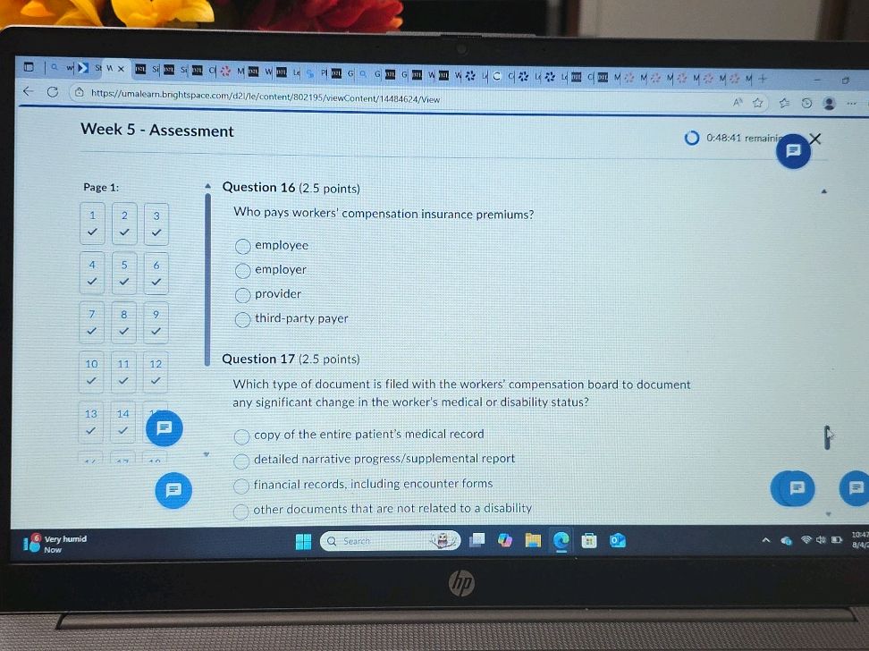 Question 16 (2.5 points) Who pays workers' | StudyX