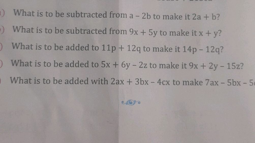 What is to be subtracted from $a-2 b$ to | StudyX
