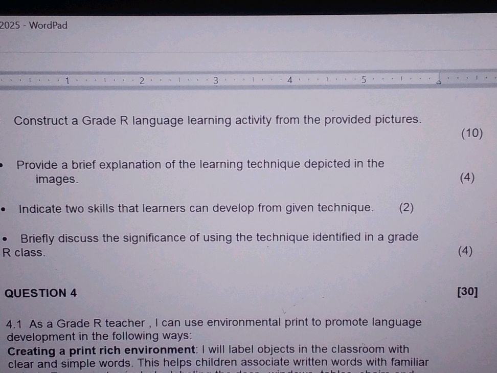 Construct a Grade R language learning