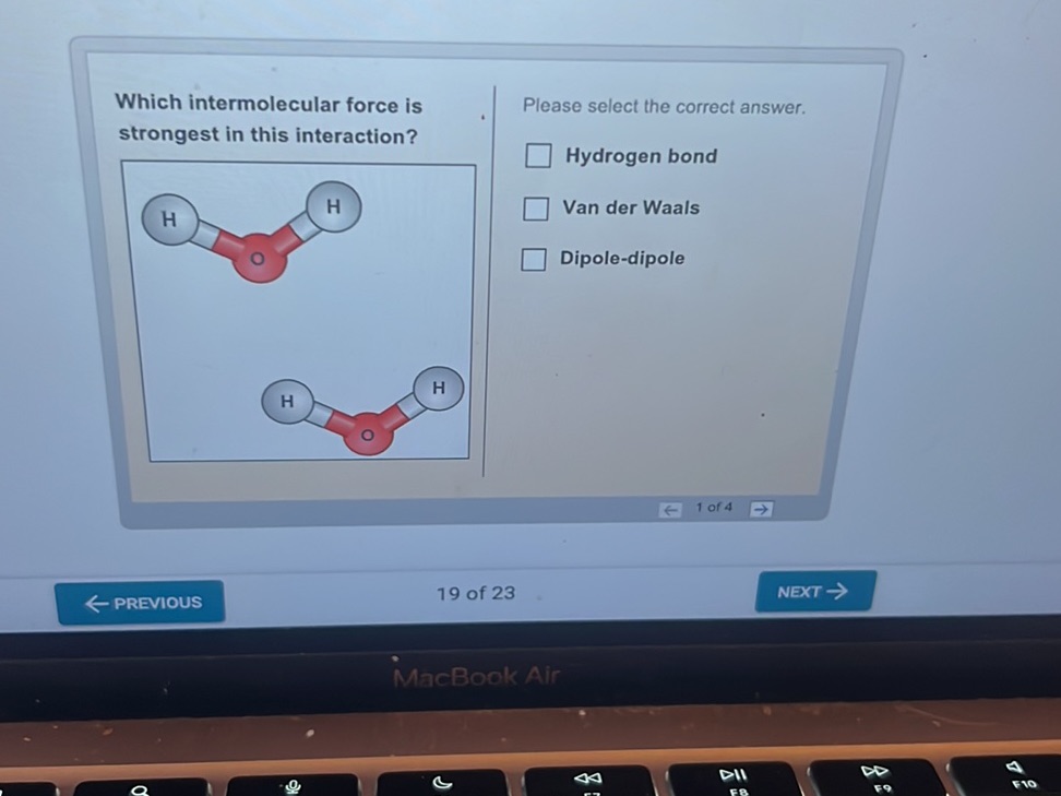 Which intermolecular force is strongest in