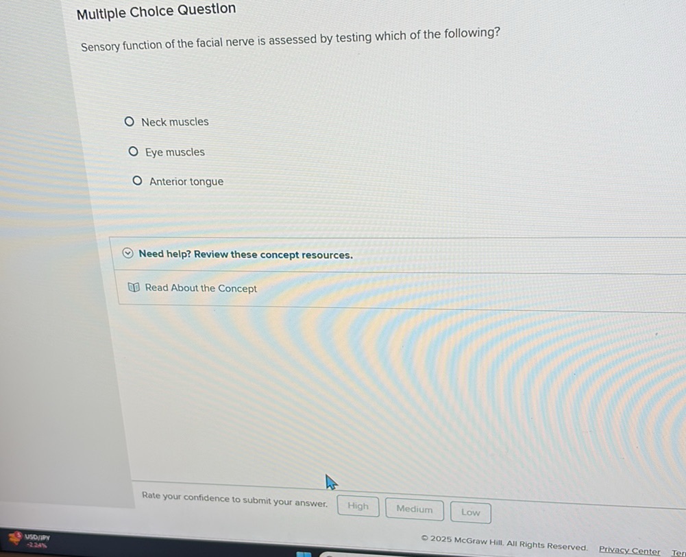 Multiple Choice Question Sensory function | StudyX
