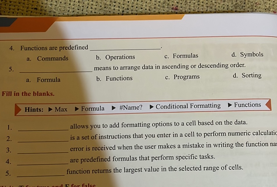 4. Functions are predefined a. Commands b. | StudyX