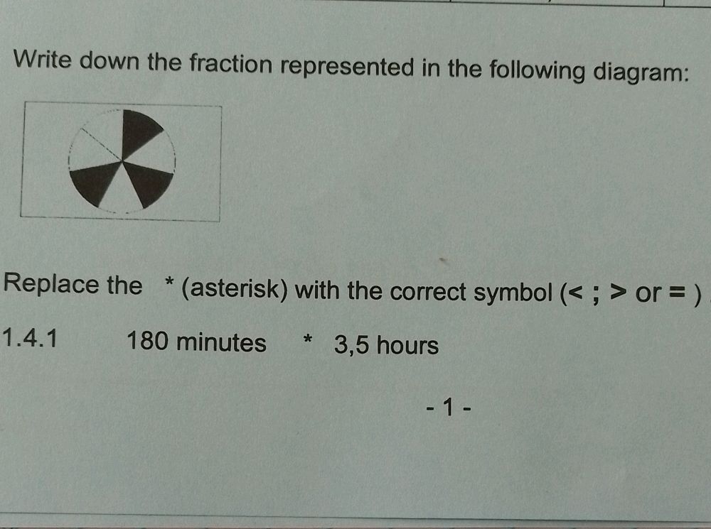 Write down the fraction represented in the