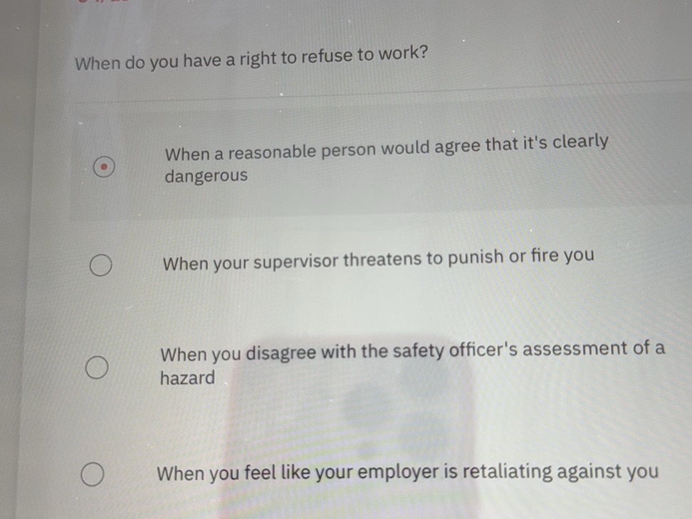 When do you have a right to refuse to work?