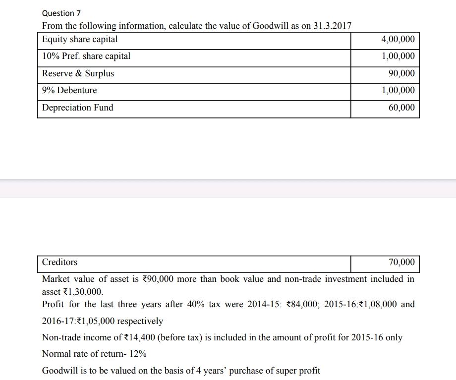 Question 7 From the following information, | StudyX