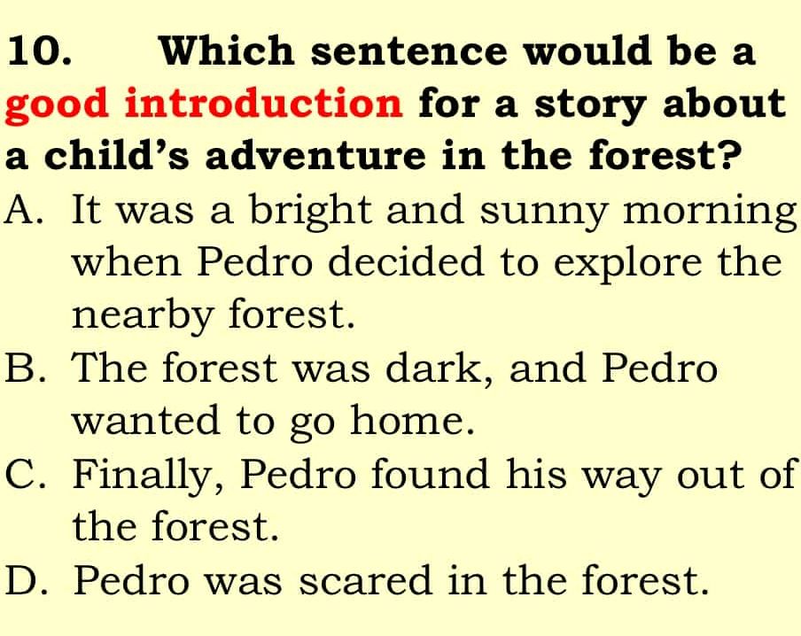 10. Which sentence would be a good | StudyX
