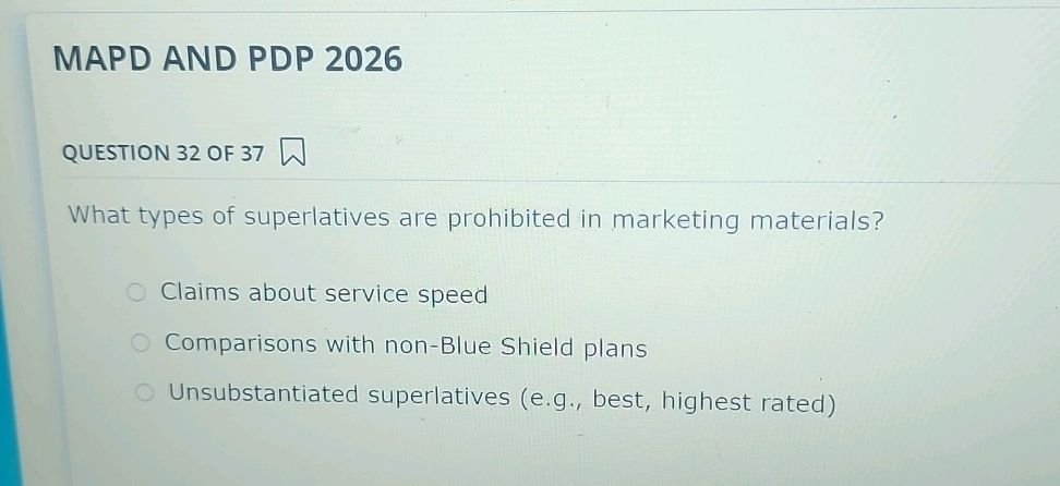 MAPD AND PDP 2026 QUESTION 32 OF 37 What