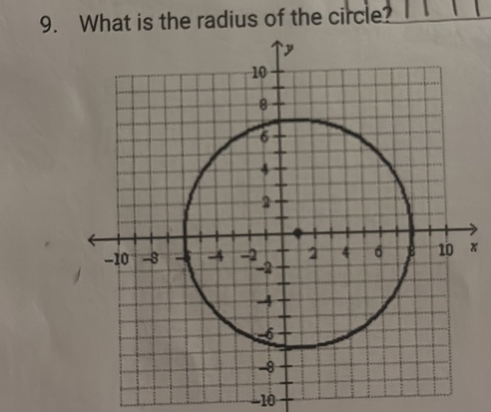 9. What is the radius of the circle? The | StudyX