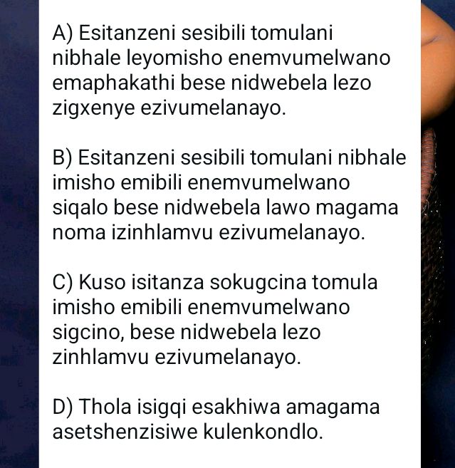 A) Esitanzeni sesibili tomulani nibhale | StudyX