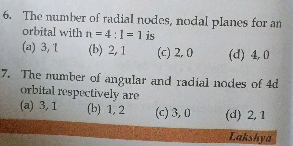 6. The number of radial nodes, nodal planes | StudyX