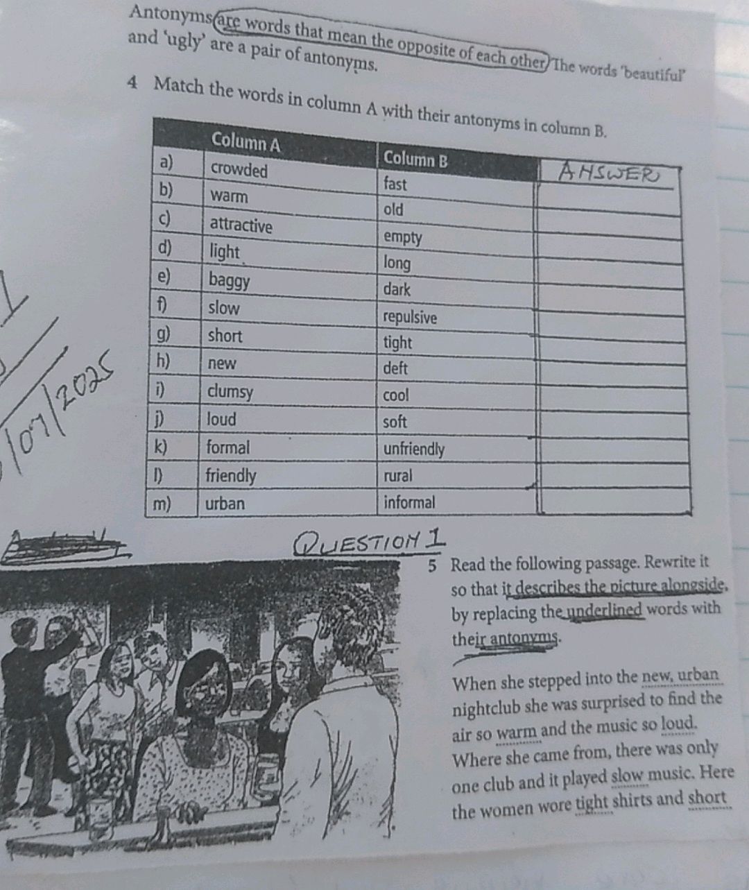 4 Match the words in column A with their | StudyX