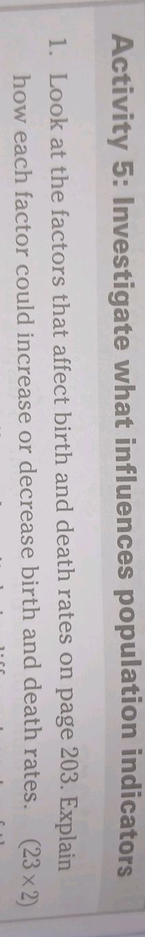 1. Look at the factors that affect birth and | StudyX