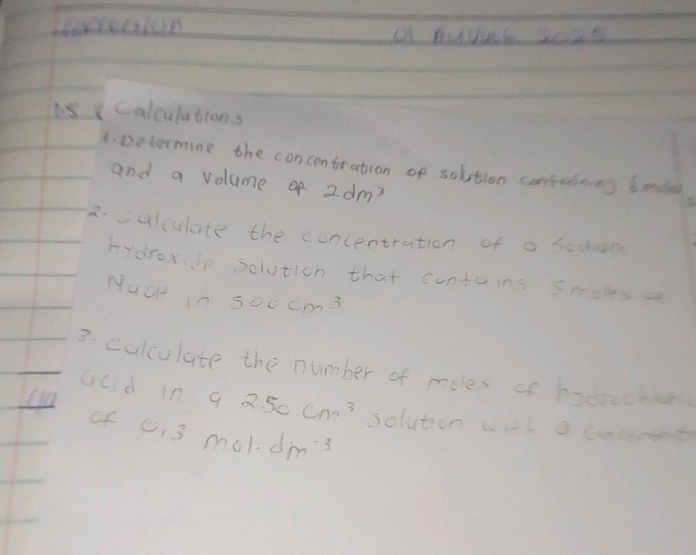 1. Determine the concentration of solution | StudyX