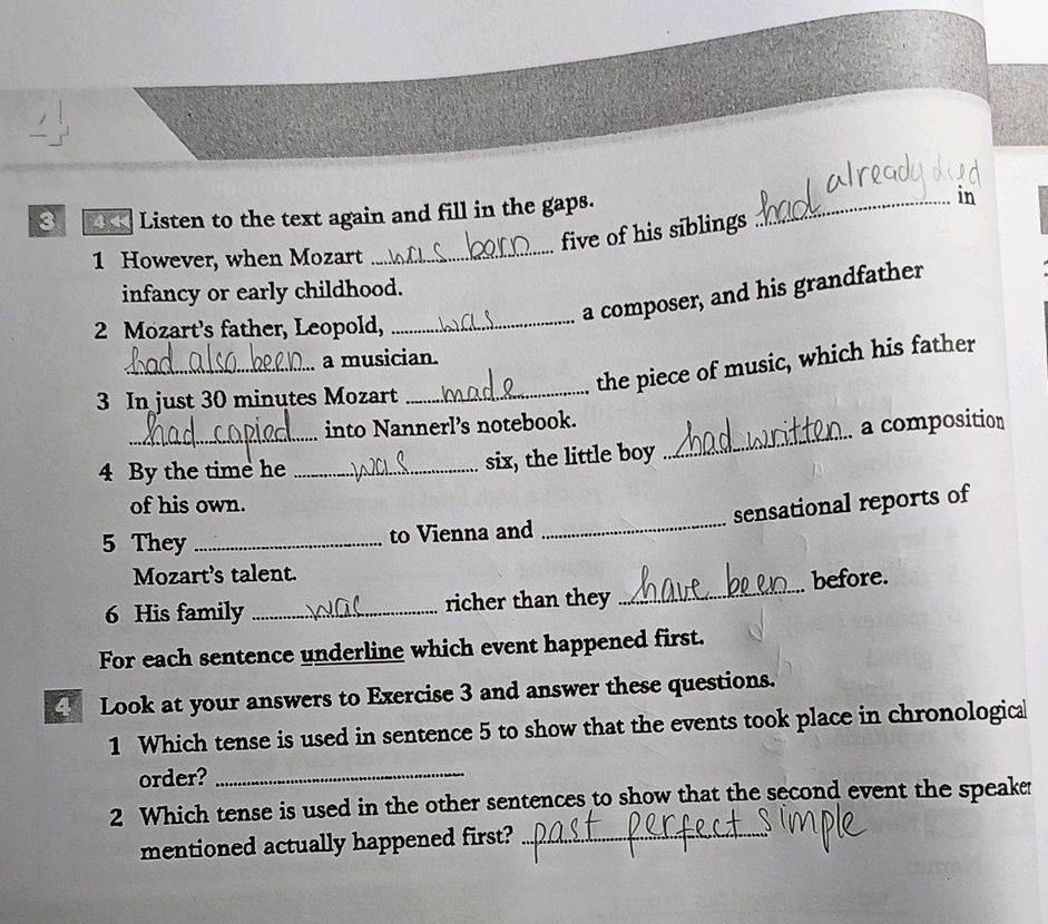 3 Listen to the text again and fill in the | StudyX