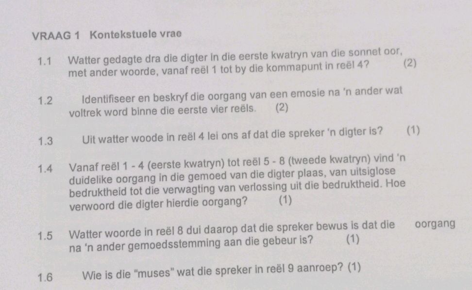 VRAAG 1 Kontekstuele vrae 1.1 Watter | StudyX