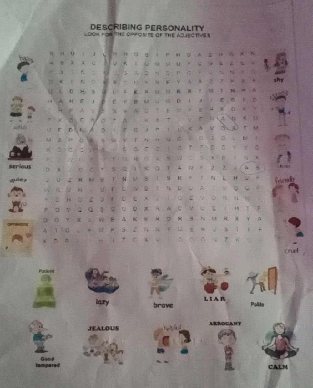 DESCRIBING PERSONALITY LOOK FOR THE OPPOSITE | StudyX