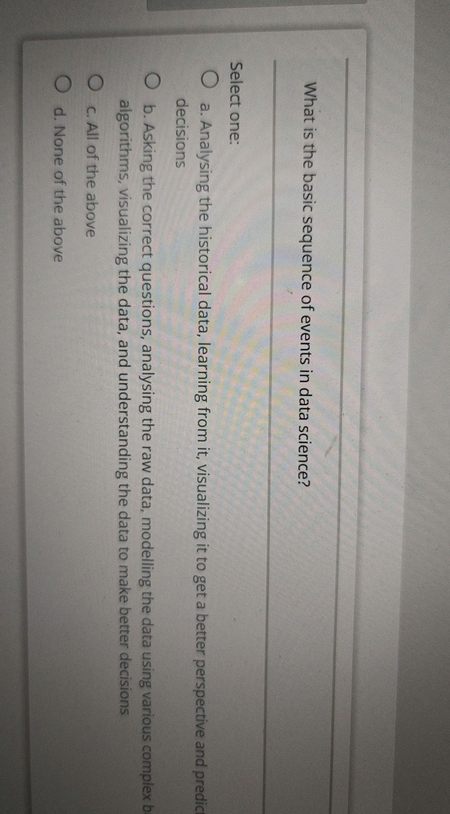 What is the basic sequence of events in data | StudyX