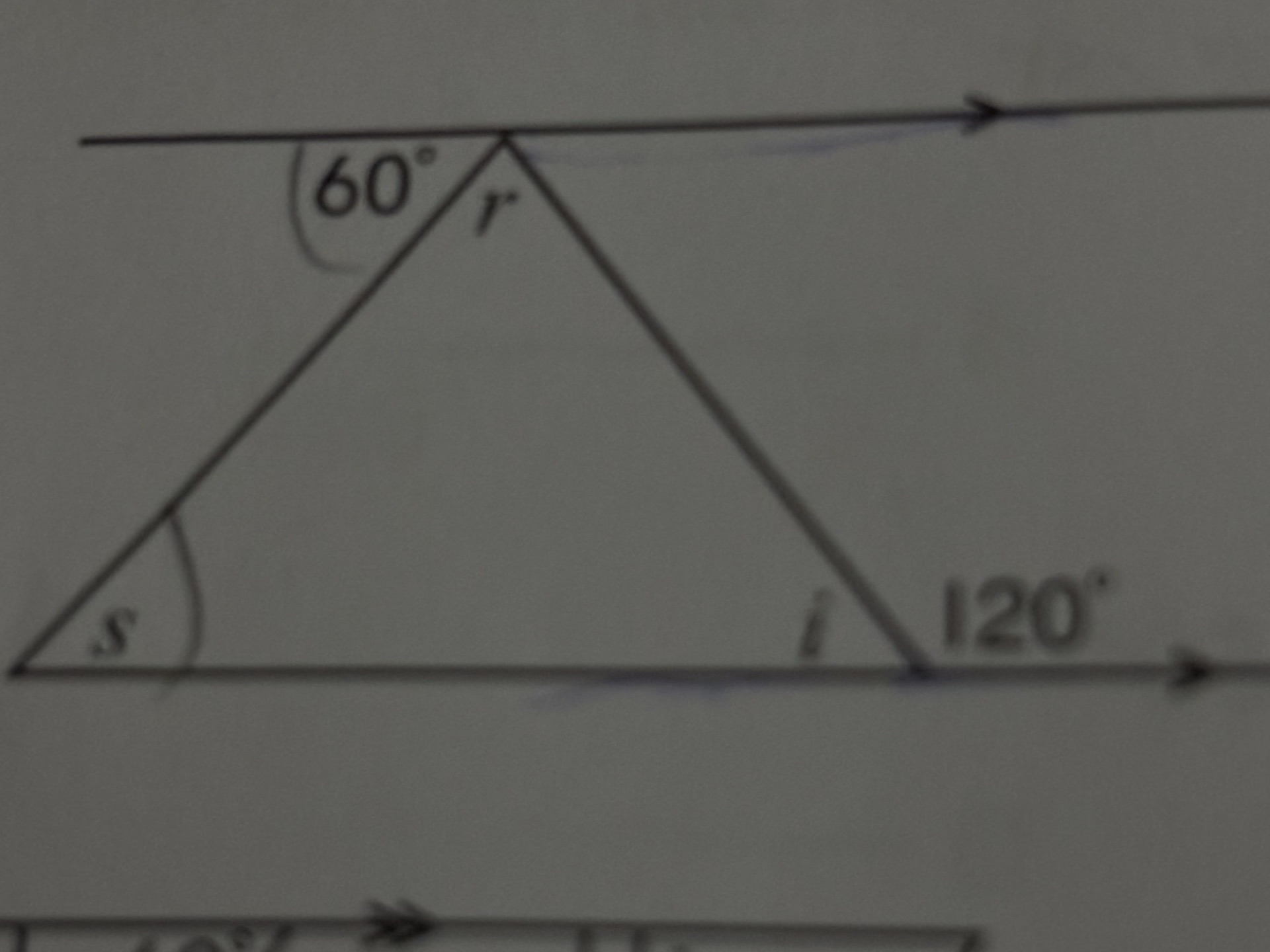 The image shows a triangle with angles