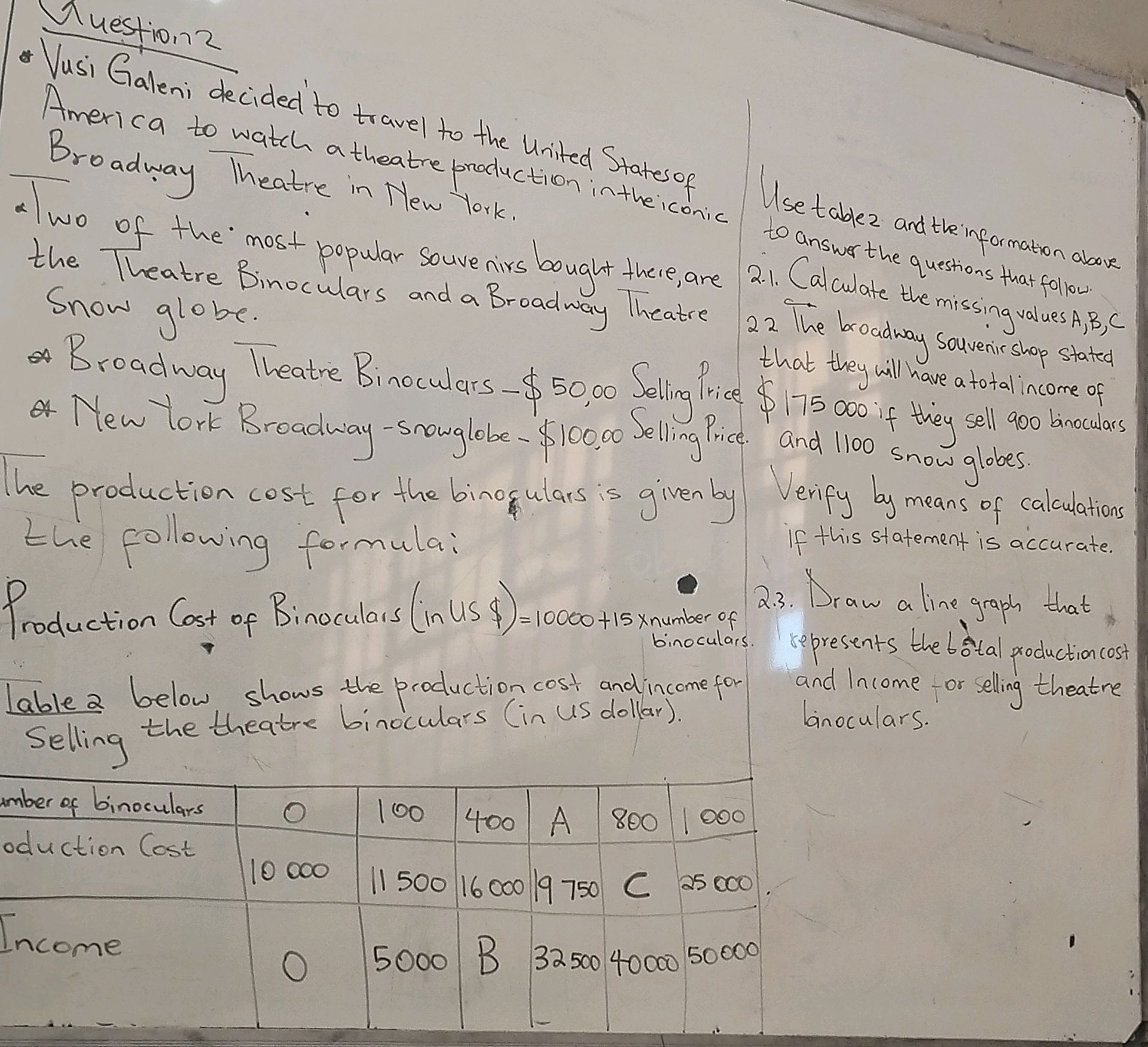 2. Calculate the missing values A, B, C 2. | StudyX