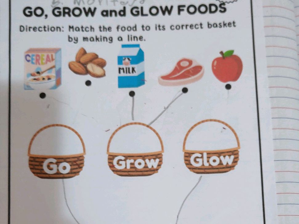 GO, GROW and GLOW FOODS Direction: Match the | StudyX