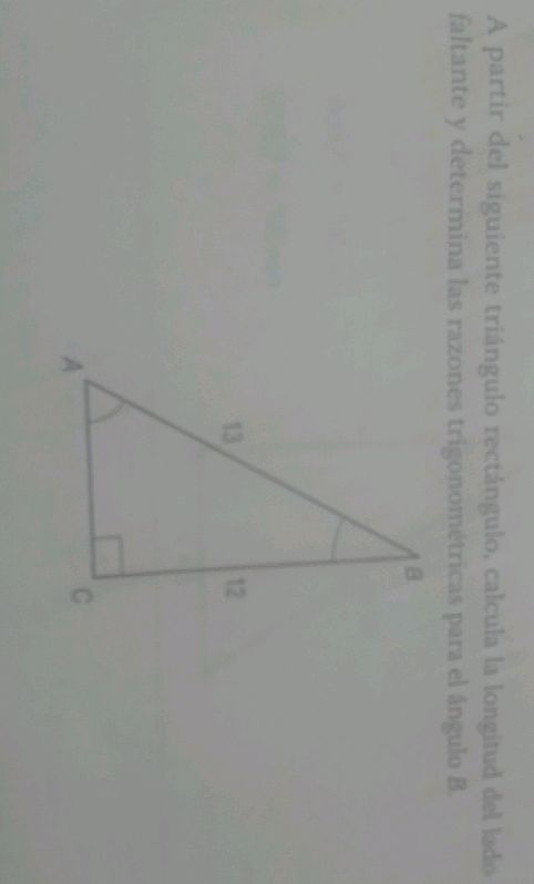 A partir del siguiente triángulo rectángulo, | StudyX