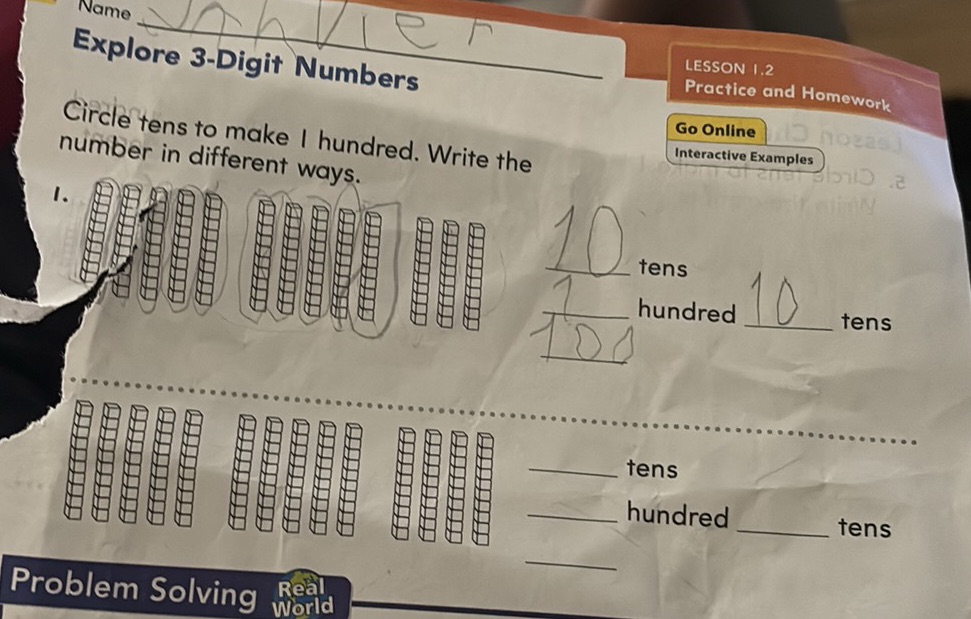 Explore 3-Digit Numbers Circle tens to make | StudyX