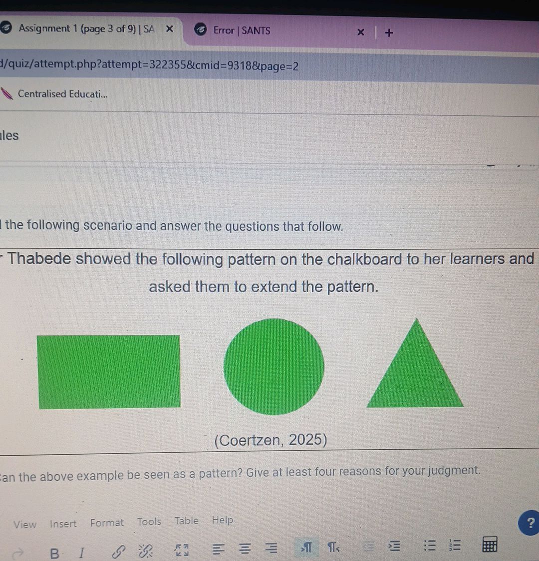 Thabede showed the following pattern on the | StudyX