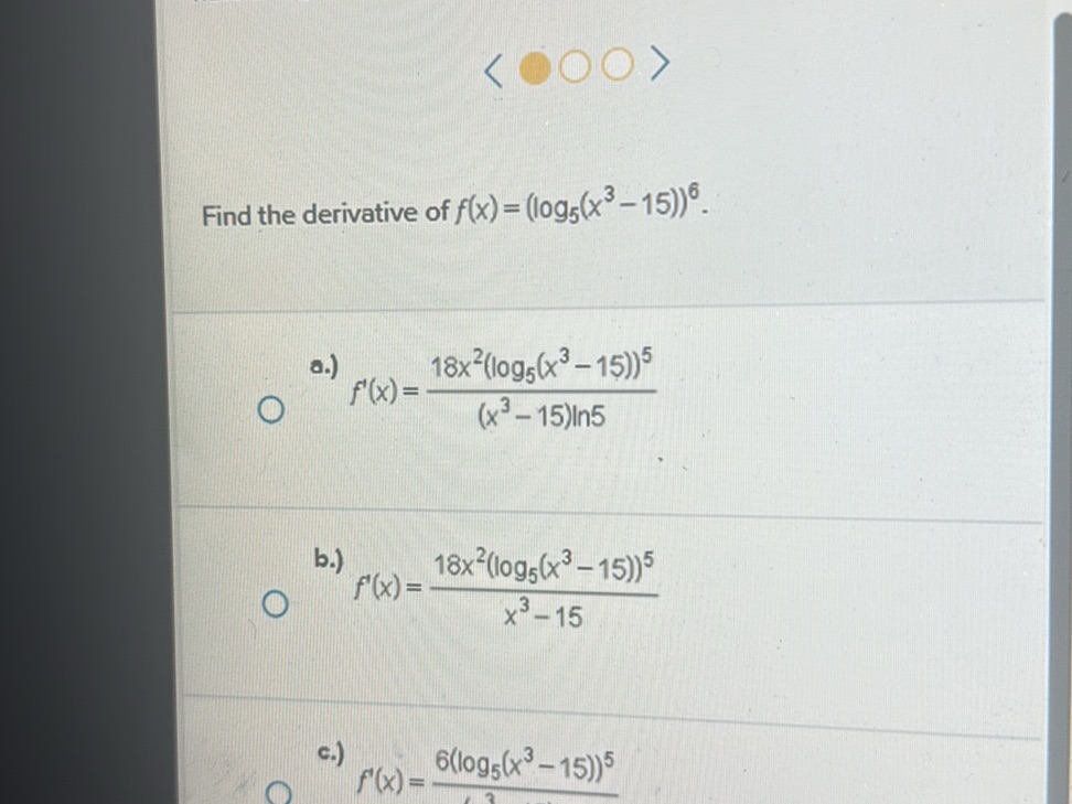 Find the derivative of $f(x) = (log5(x^3