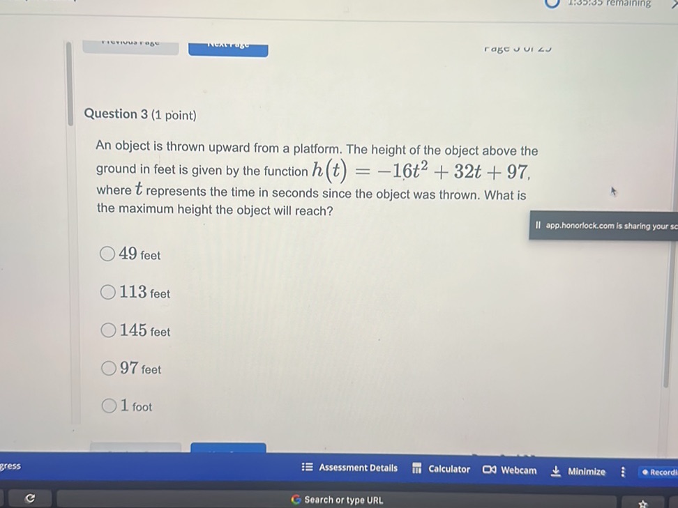 Question 3 (1 point) An object is thrown | StudyX