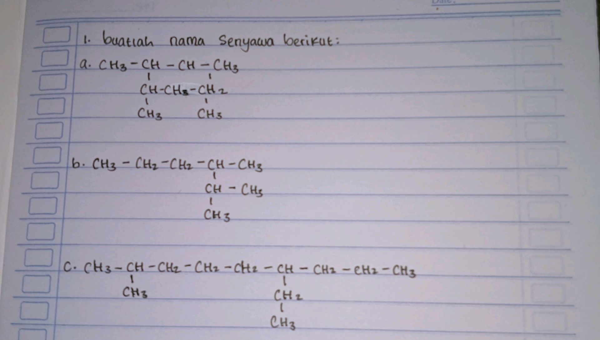 1. buatlah nama Senyawa berikut: a. | StudyX