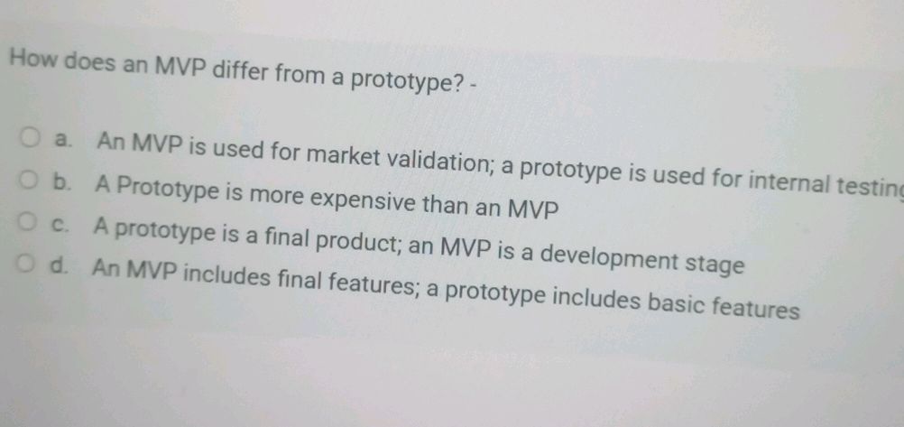 How does an MVP differ from a prototype? - | StudyX