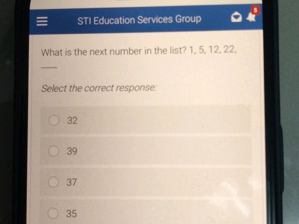 What is the next number in the list? 1, 5,