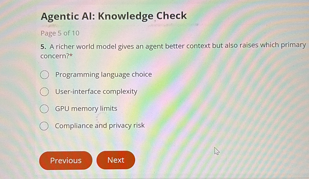 Agentic AI: Knowledge Check Page 5 of 10 5.