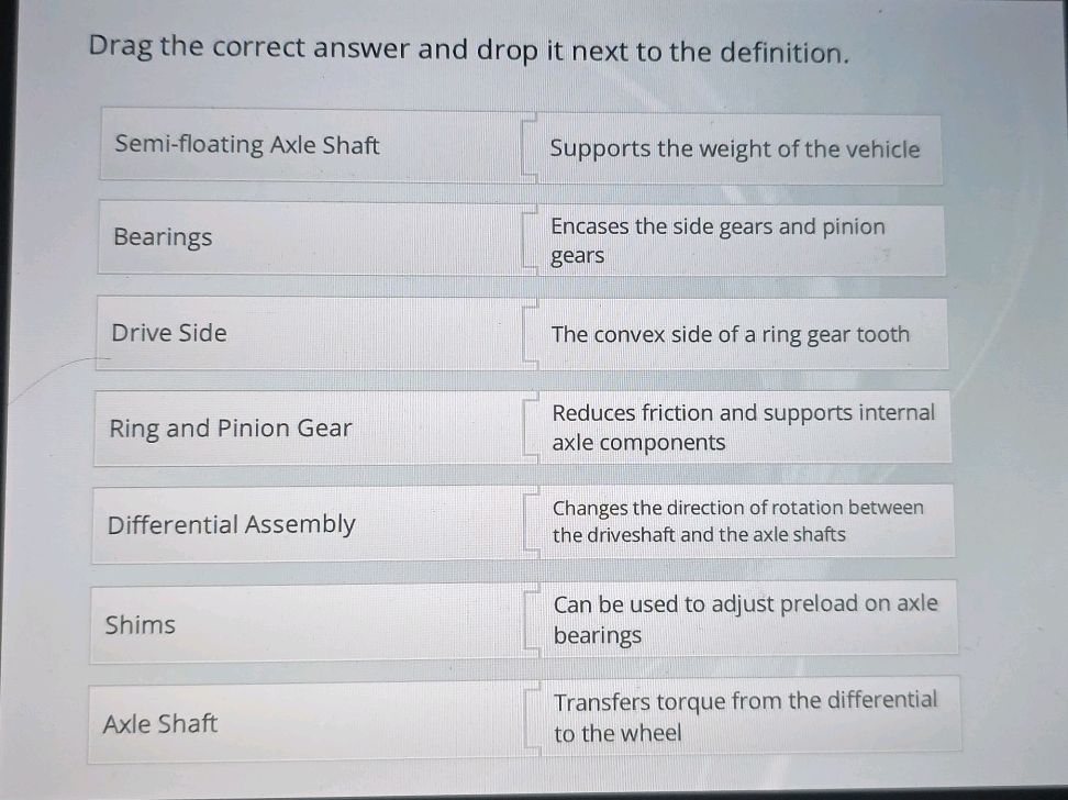 Drag the correct answer and drop it next to | StudyX