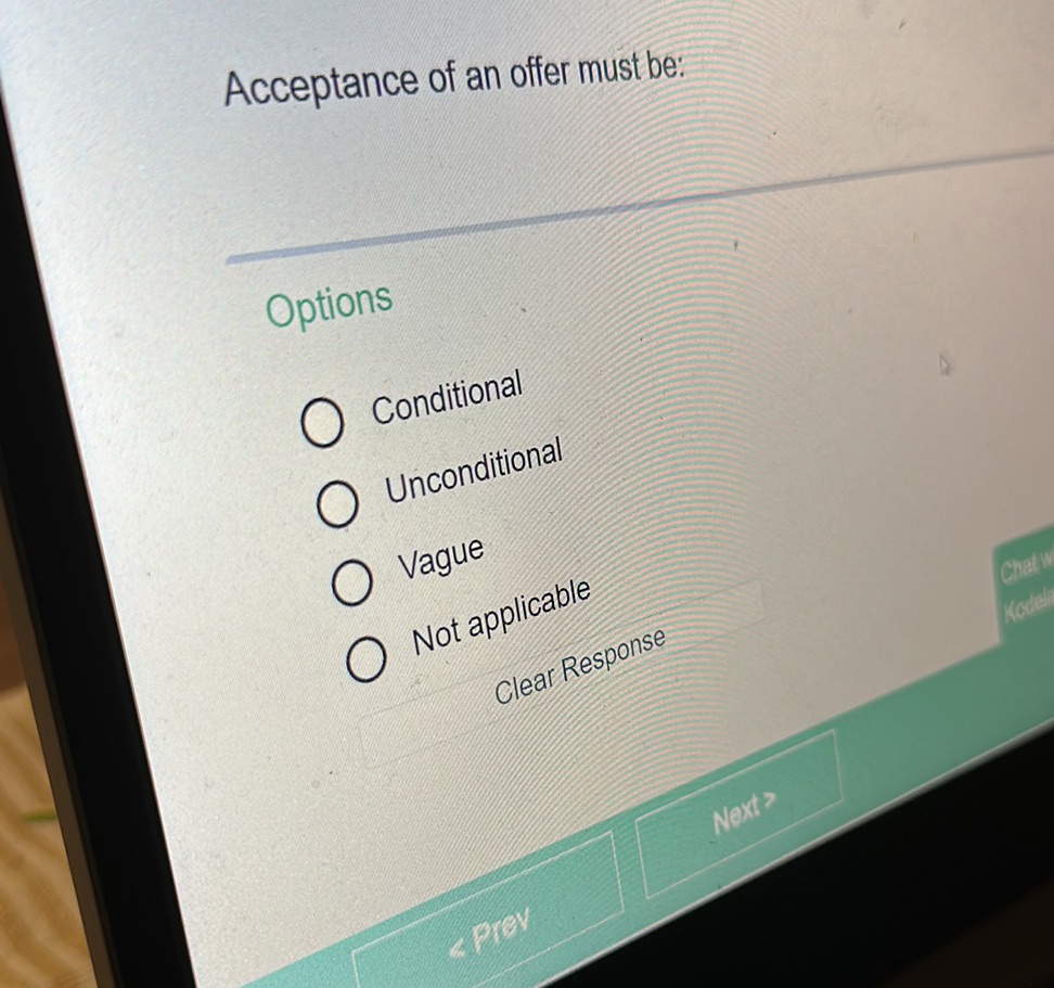 Acceptance of an offer must be: Conditional