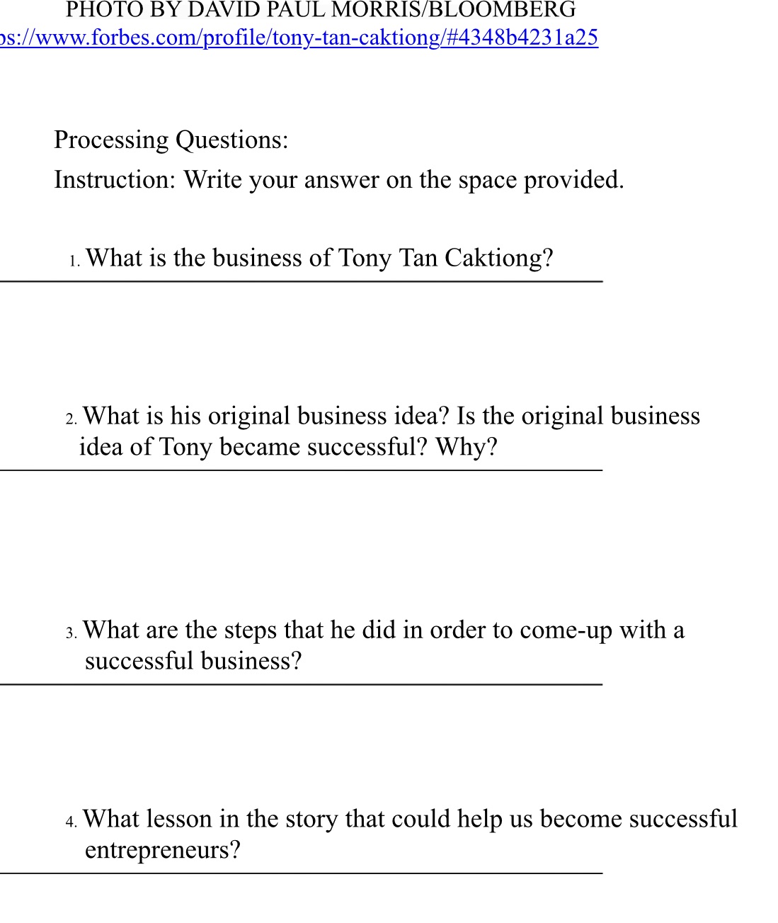 Processing Questions: Instruction: Write | StudyX