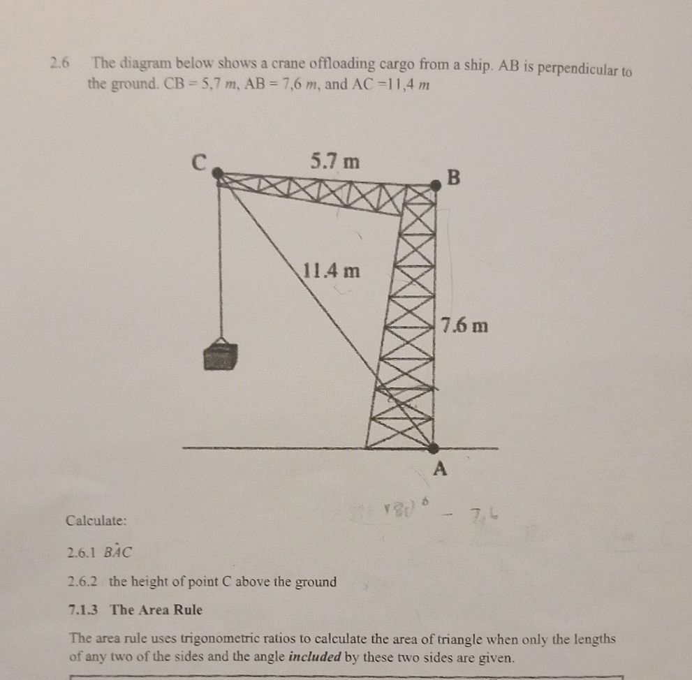 2.6 The diagram below shows a crane | StudyX