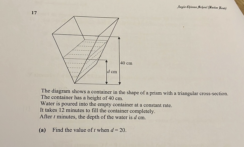 The diagram shows a container in the shape