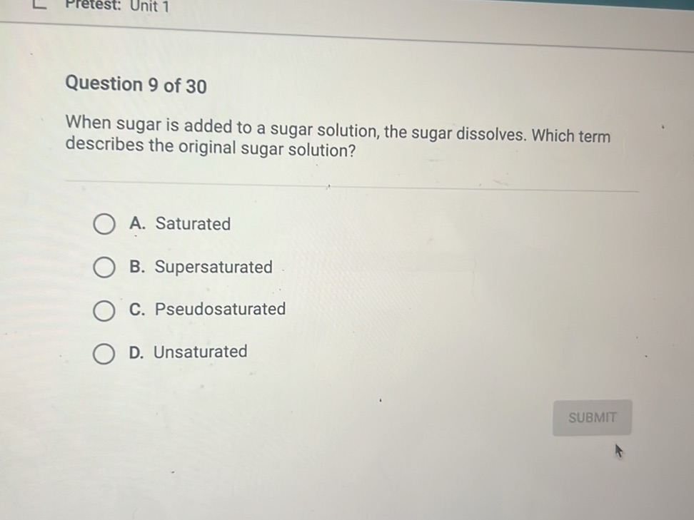 When sugar is added to a sugar solution, the