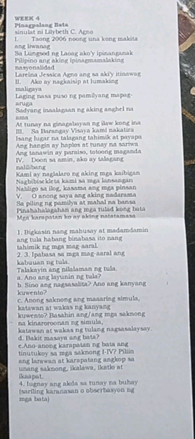 1. Bigkasin nang mahusay at madamdamin ang | StudyX