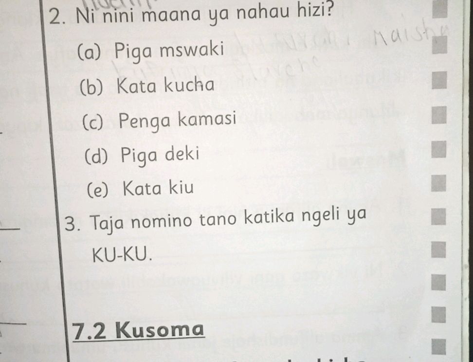 Ni nini maana ya nahau hizi? (a) Piga mswaki