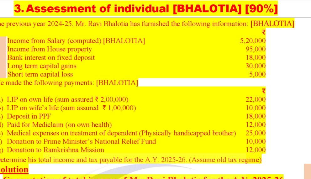 Assessment of individual [BHALOTIA] [90%] ne