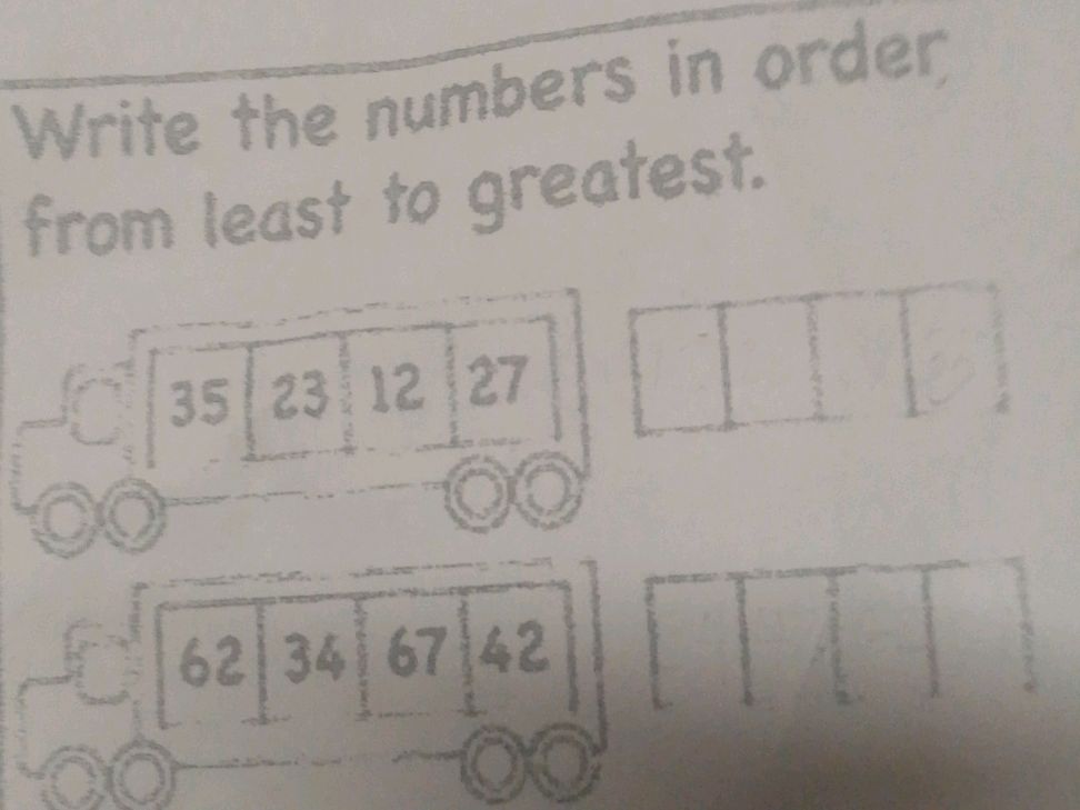 Write the numbers in order from least to | StudyX