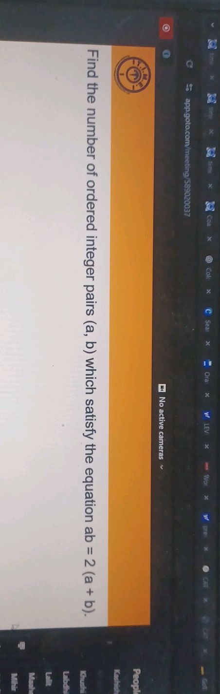 Find the number of ordered integer pairs (a, | StudyX