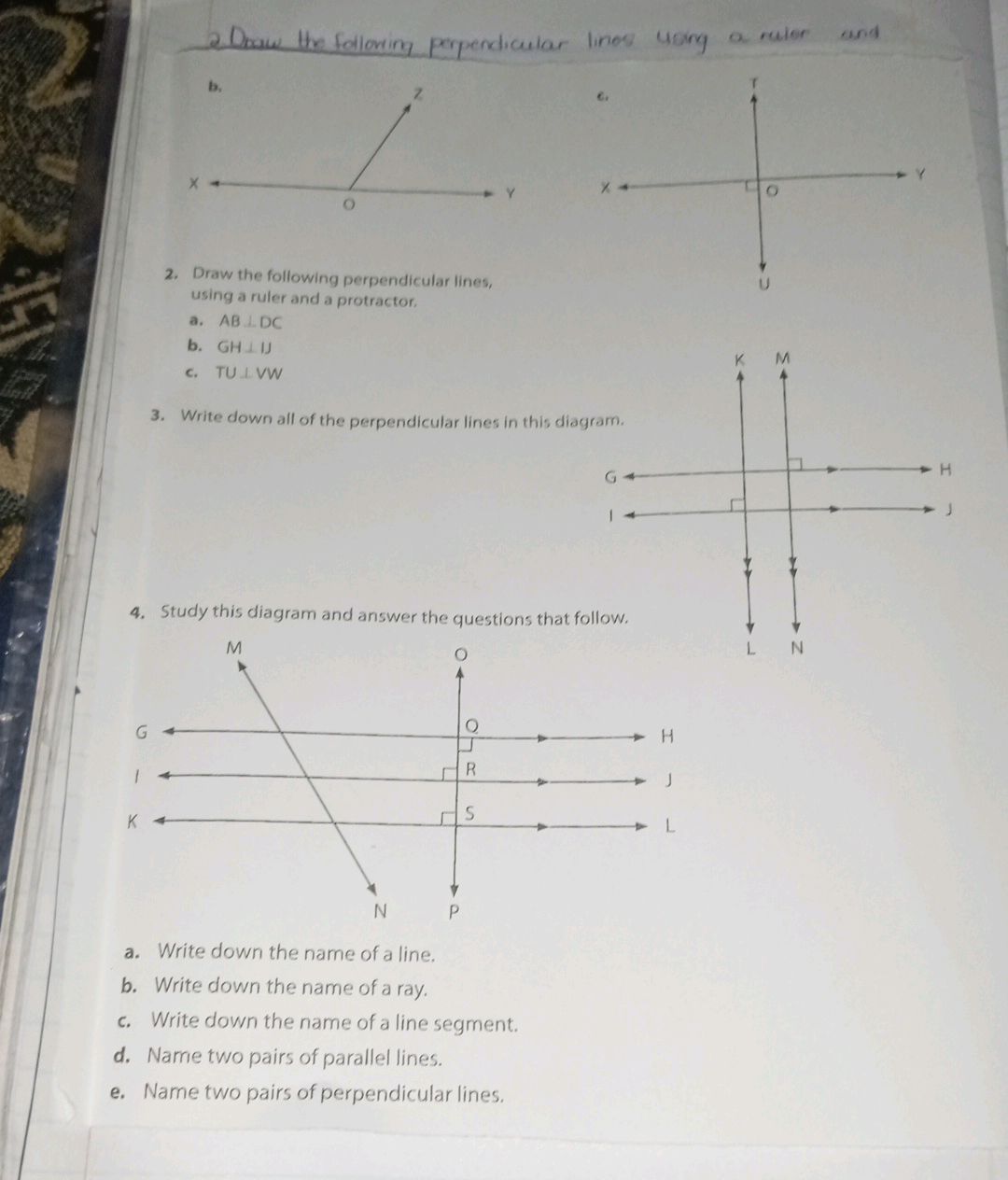 2. Draw the following perpendicular lines | StudyX