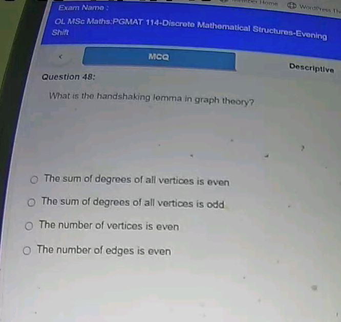 Question 48: What is the handshaking lemma