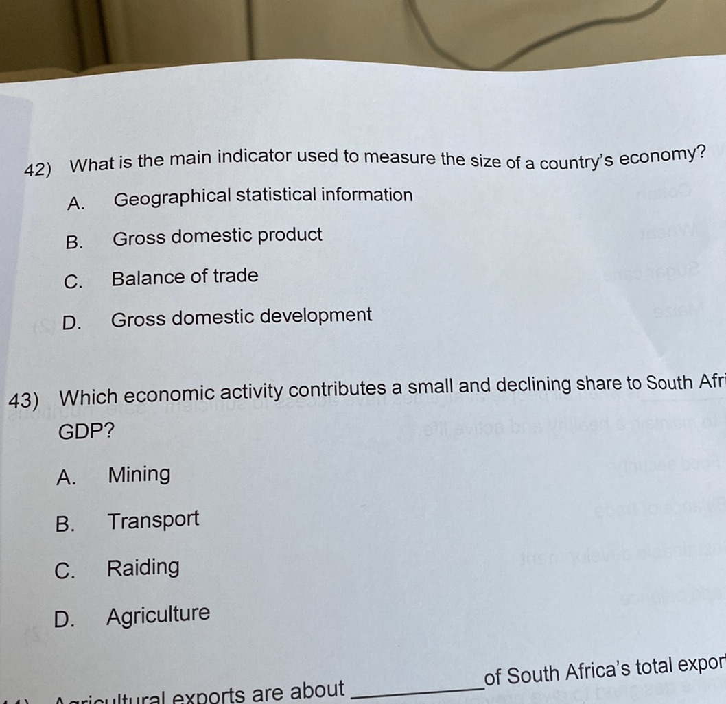 42) What is the main indicator used to | StudyX