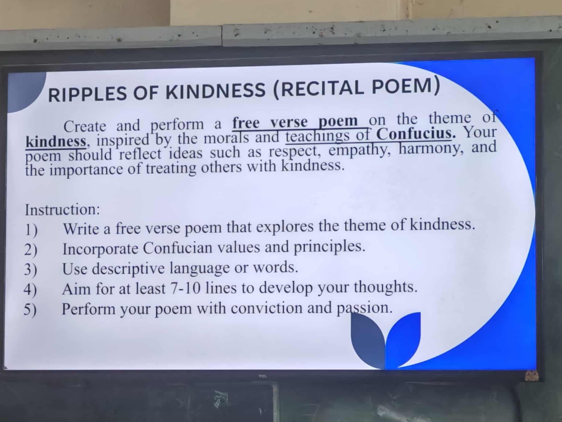 Create and perform a free verse poem on the | StudyX