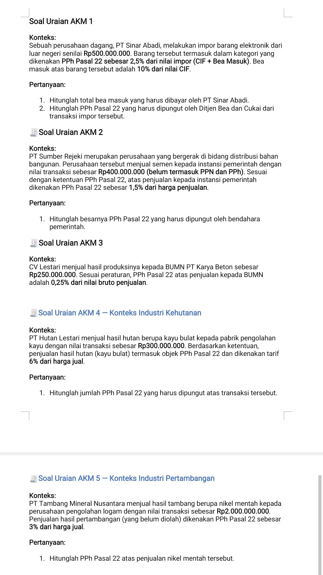 Soal Uraian AKM 1 Konteks: Sebuah | StudyX