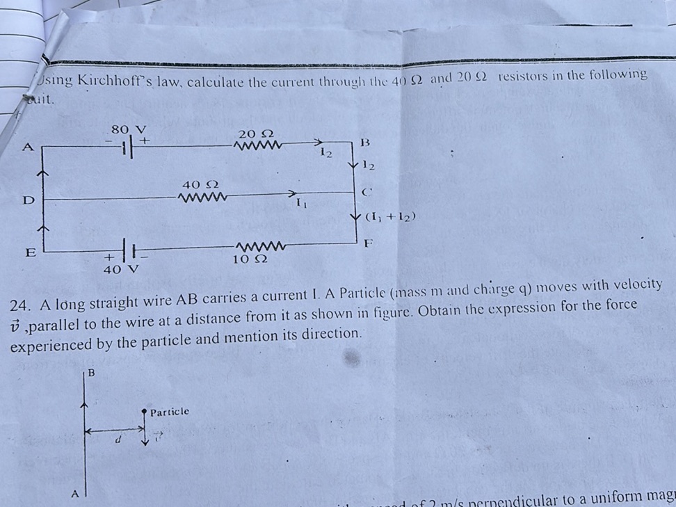 Using Kirchhoff's law, calculate the current | StudyX